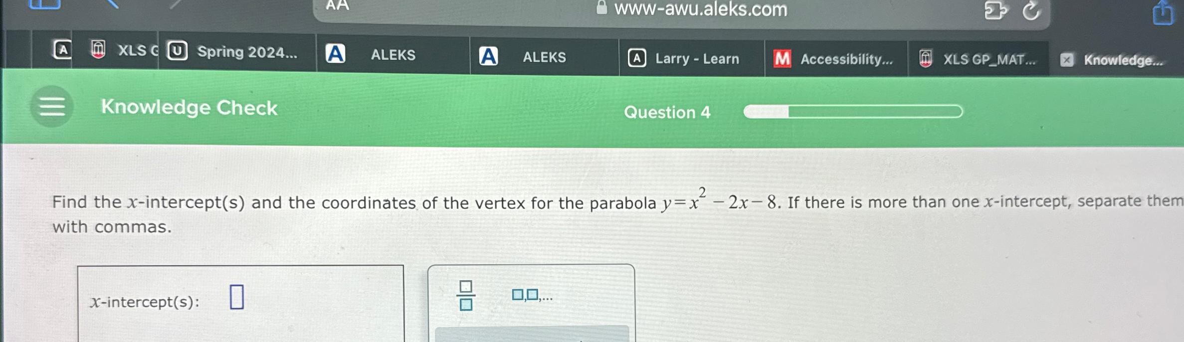 Solved B www-awu.aleks.comKnowledge CheckQuestion 4Find the | Chegg.com