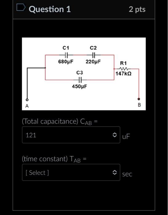 Solved D Question 1 A C1 HH 680μF C2 HH 220μF C3 HH 450μF | Chegg.com