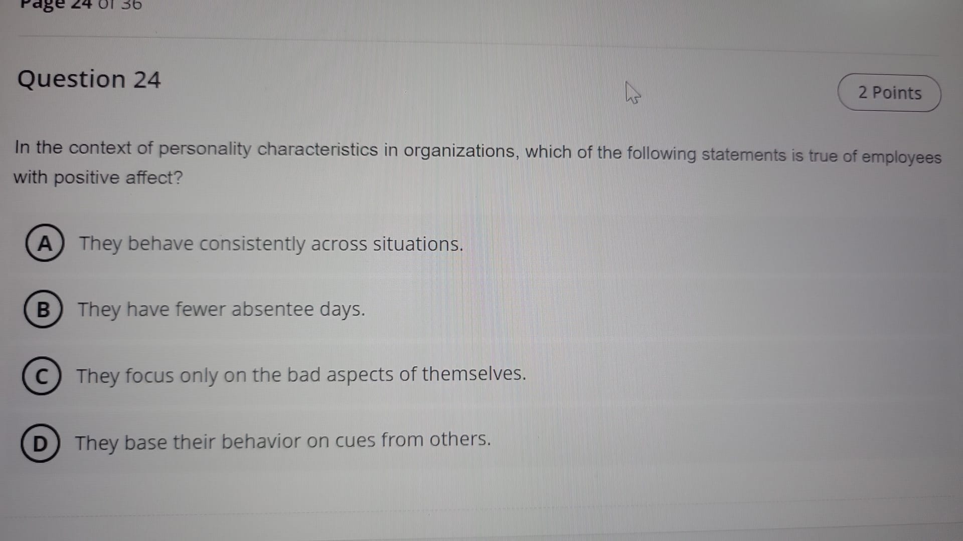 Solved Question 24In the context of personality | Chegg.com
