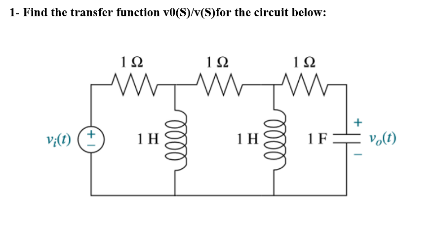 Solved 1- ﻿Find the transfer function v0Sv(S) ﻿for the | Chegg.com