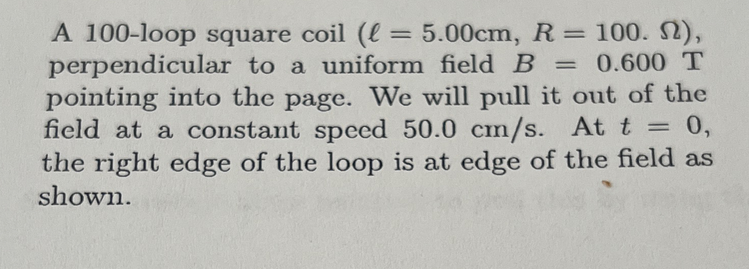Solved A 100 -loop square coil )=5.00cm,R=(100.Ω, | Chegg.com