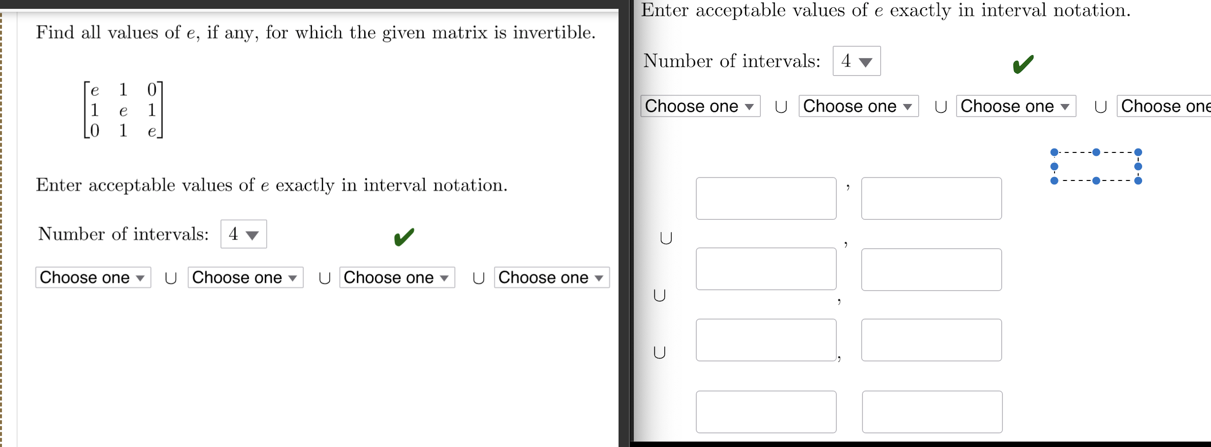 Solved Find all values of e, ﻿if any, for which the given | Chegg.com