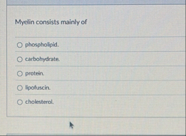 Solved Myelin consists mainly | Chegg.com