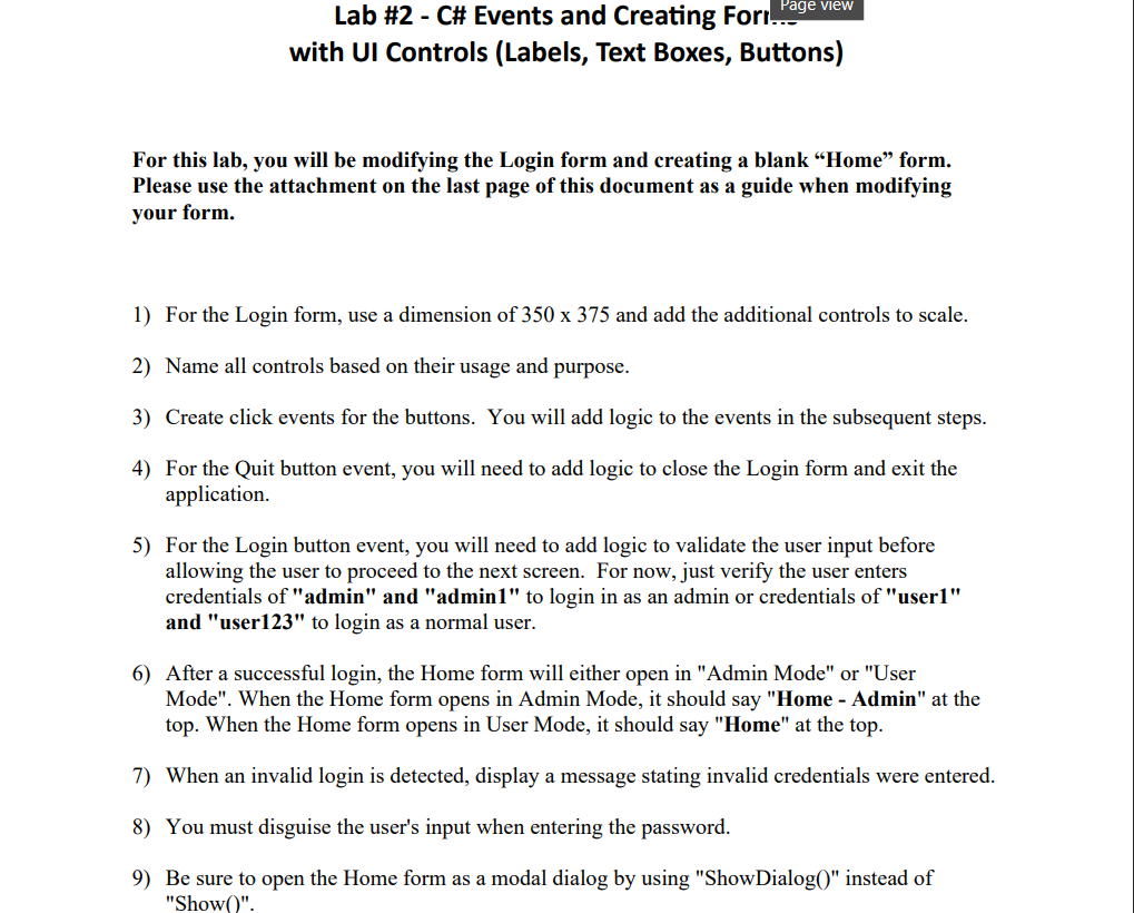 Solved with UI Controls (Labels, ﻿Text Boxes, Buttons)For | Chegg.com