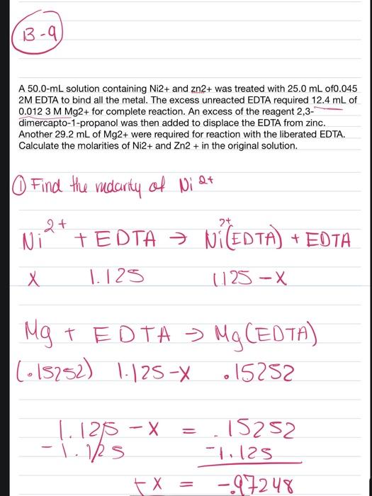 Solved B-9 A 50.0-ml solution containing Ni2+ and Zn2+ was | Chegg.com