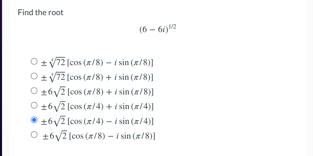 Solved Find the root using De Moivre's Theorem | Chegg.com