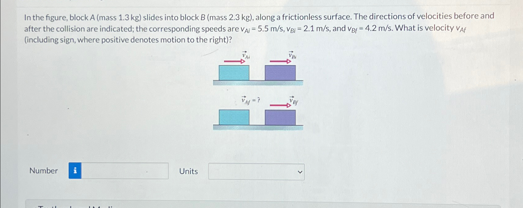 Solved In the figure, block A (mass 1.3kg ) ﻿slides into | Chegg.com