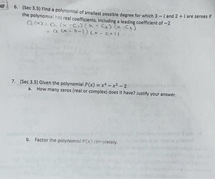 Solved 6. (Sec 3.5) Find a polynomial of smallest possible | Chegg.com
