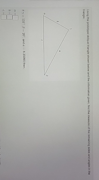 Solved Using the prototype oblique triangle shown below and | Chegg.com