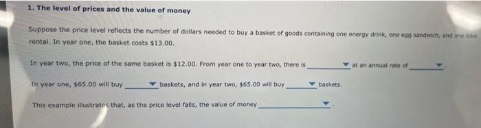 Solved 1. The level of prices and the value of money Suppose | Chegg.com