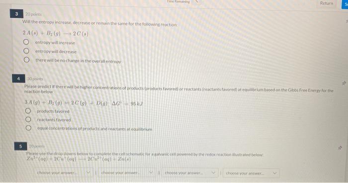 Solved Return 20 point Will the entropy increase, decrease | Chegg.com