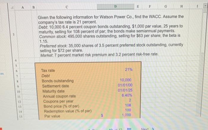 Solved Given the following information for Watson Power Co., | Chegg.com