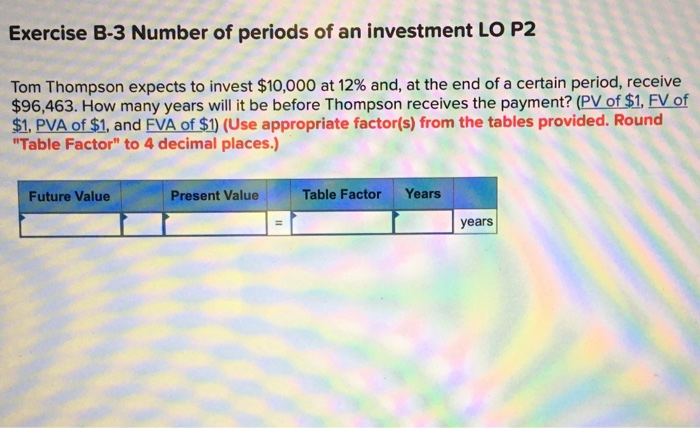 Solved Exercise B-3 Number of periods of an investment LO P2 | Chegg.com