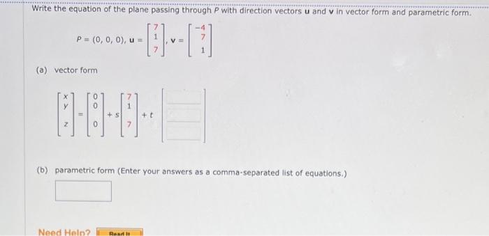 Solved Write The Equation Of The Plane Passing Through P
