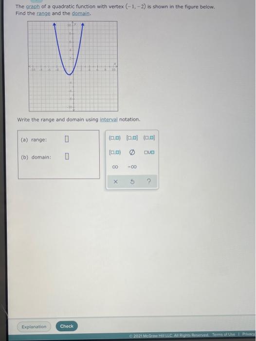Solved The graph of a quadratic function with vertex (-1.-2) | Chegg.com