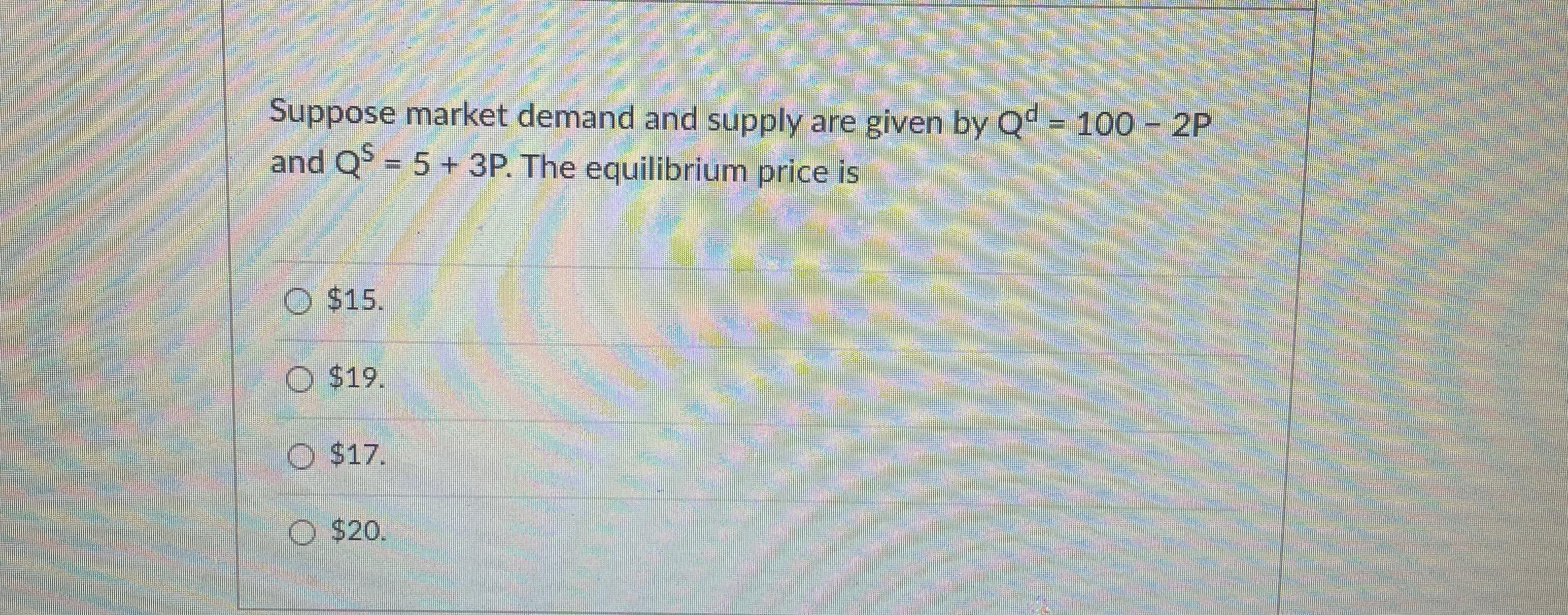 Solved Suppose market demand and supply are given by | Chegg.com
