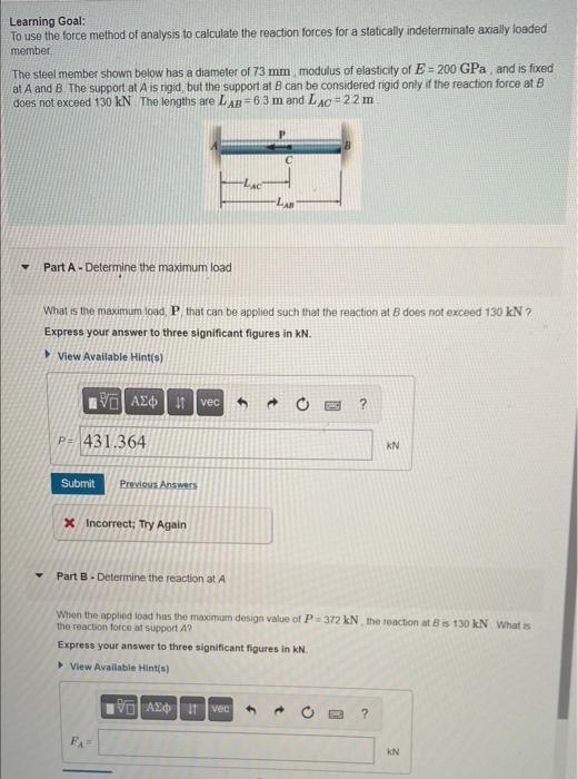 Solved Learning Goal: To use the force method of analysis to | Chegg.com