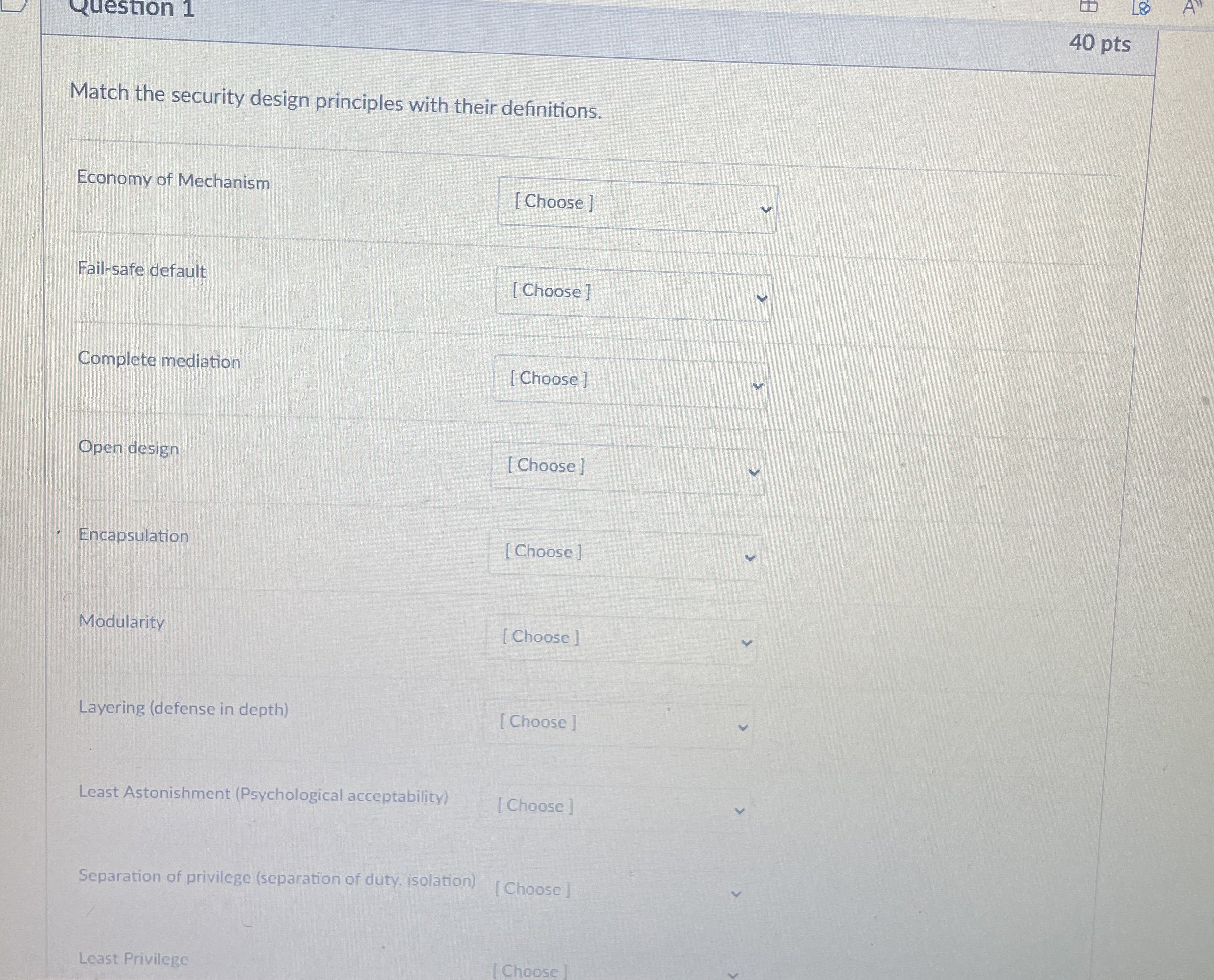 Solved Match the security design principles with their | Chegg.com