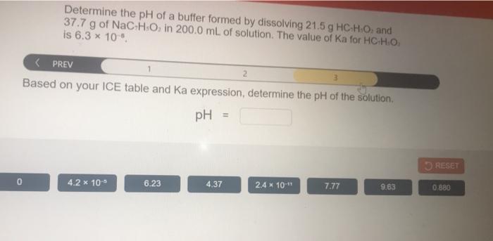 Solved Determine the pH of a buffer formed by dissolving | Chegg.com
