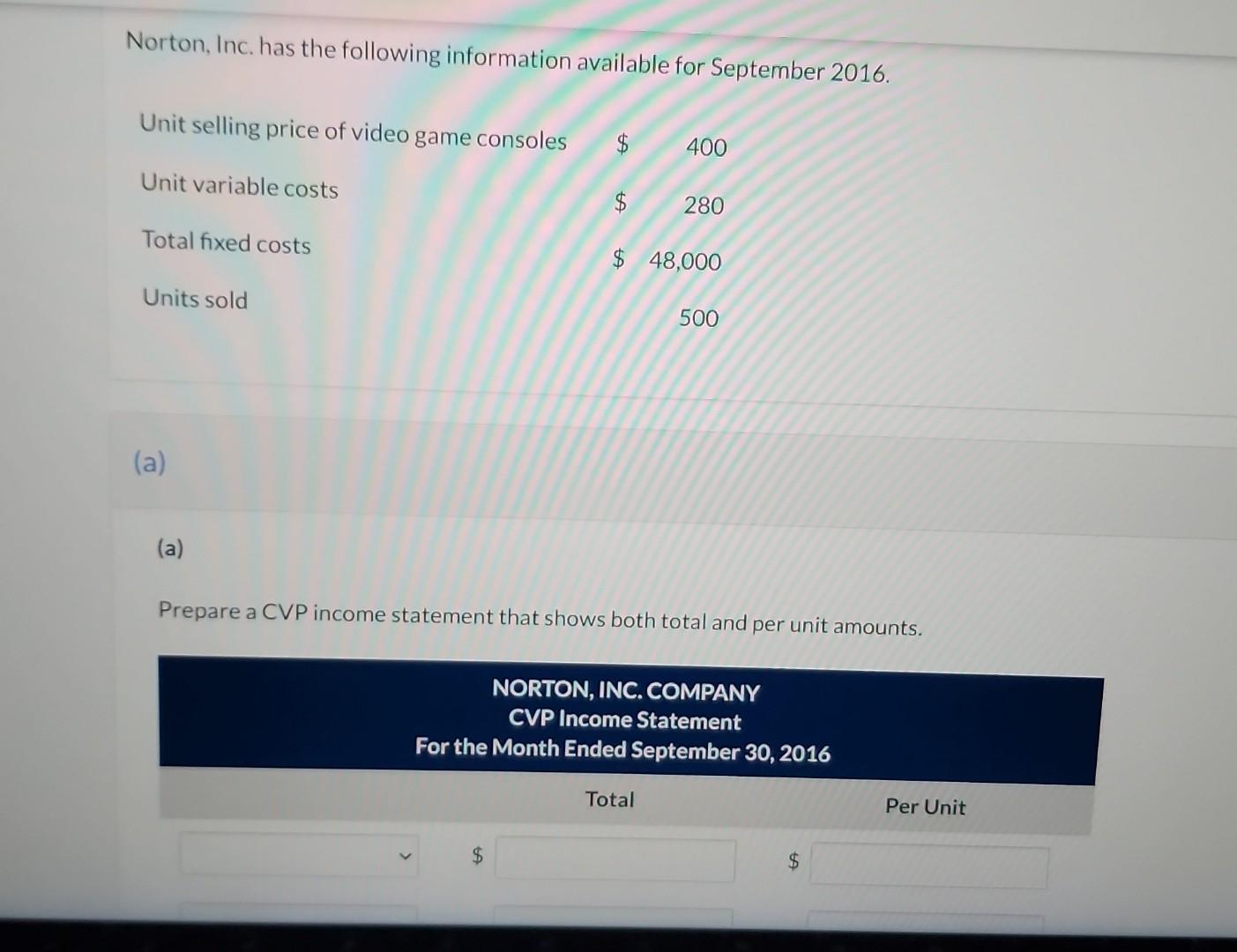 Solved Norton, Inc. has the following information available | Chegg.com