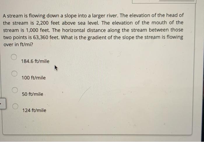 Solved A stream is flowing down a slope into a larger river. | Chegg.com