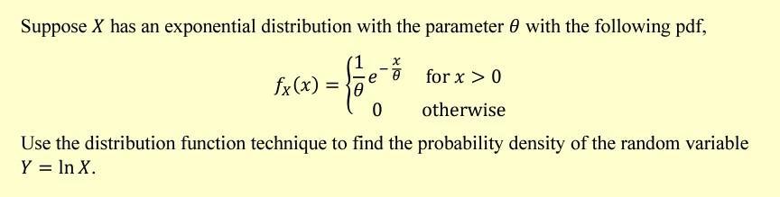Suppose X has an exponential distribution with the | Chegg.com