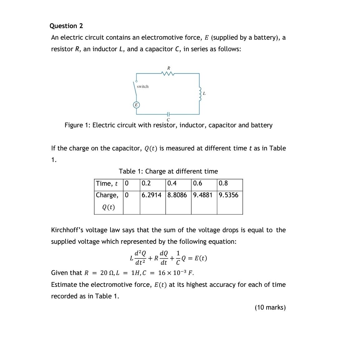 Solved Question 2An electric circuit contains an | Chegg.com