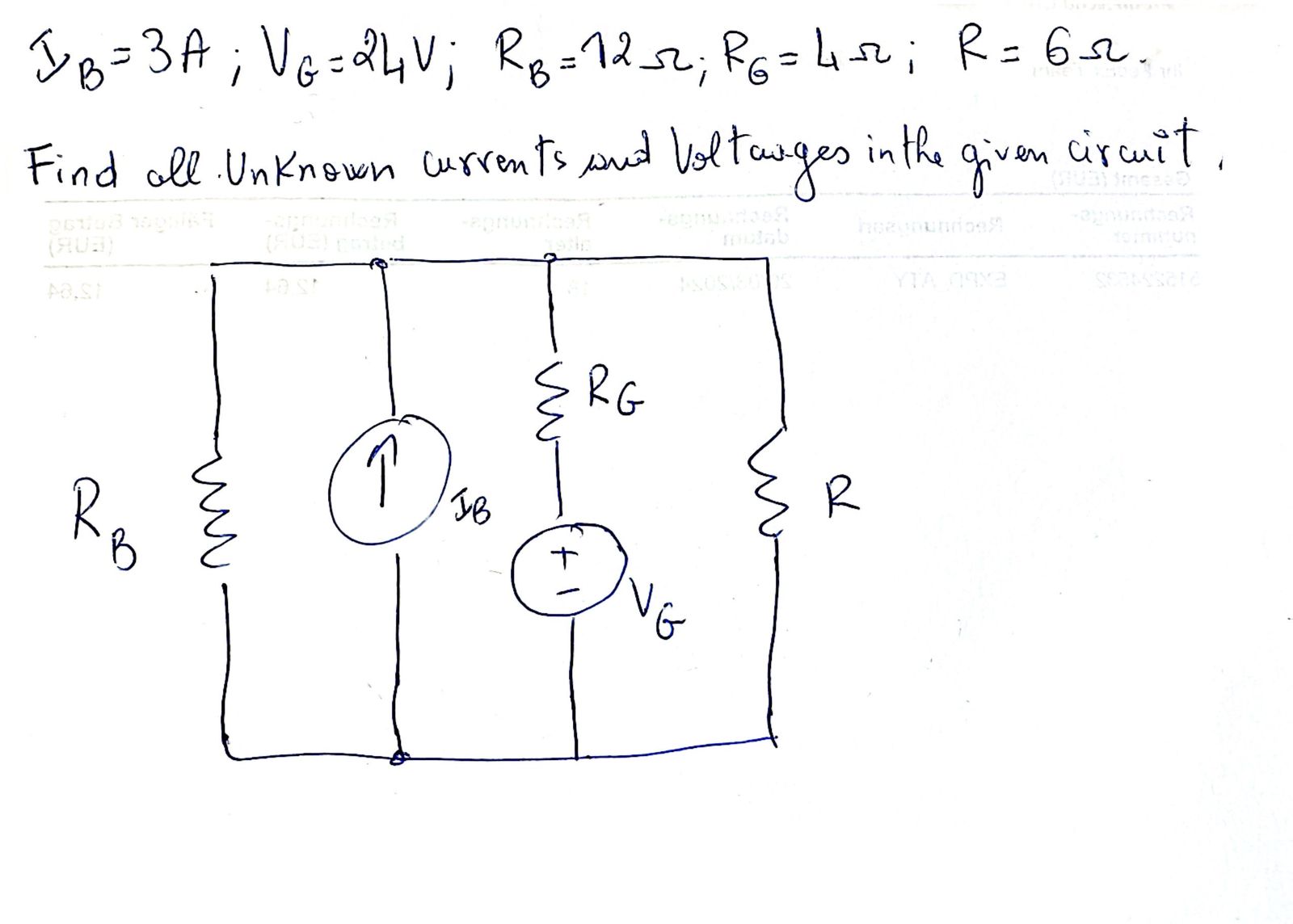 Solved Find all the unknown currents and voltages in the | Chegg.com