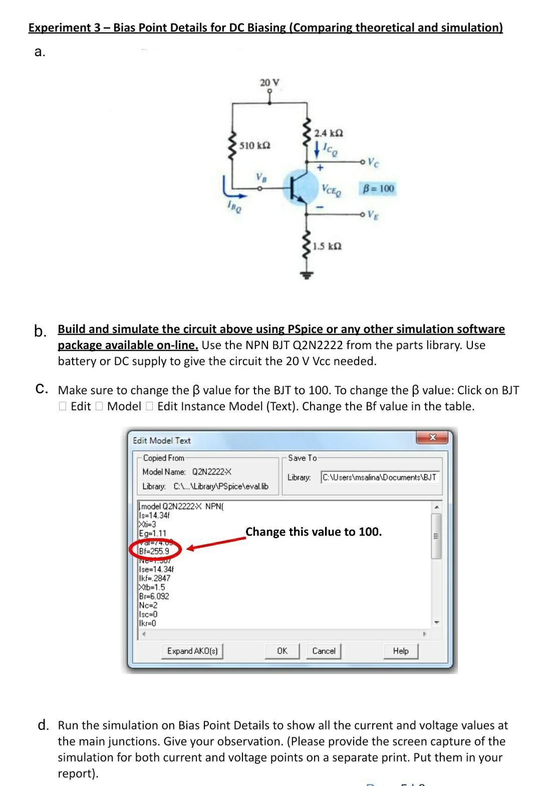 Solved Experiment 3- Bias Point Details for DC Biasing | Chegg.com