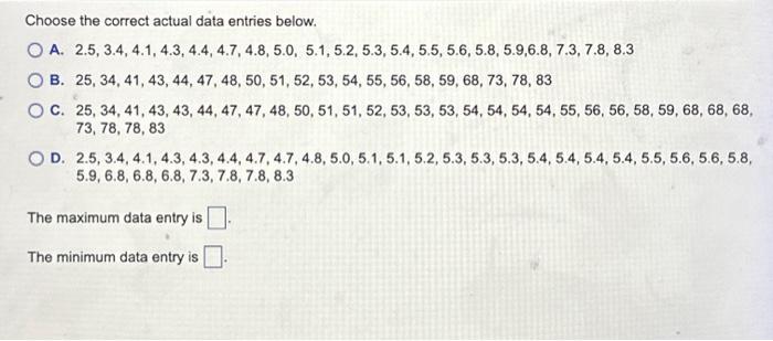 Solved Use the stem-and-leaf plot to list the actual data | Chegg.com