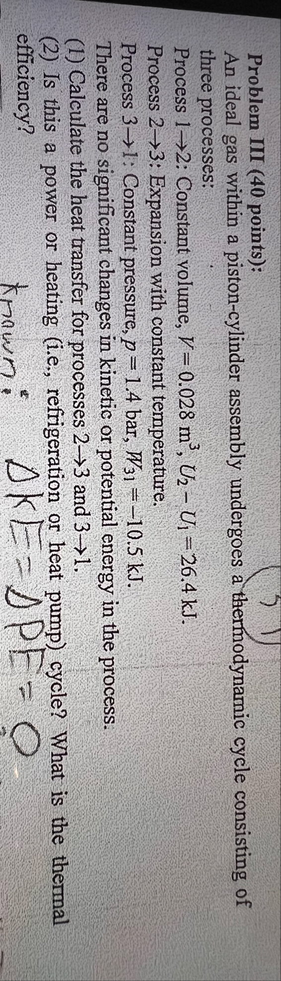 Solved Problem III (40 ﻿points):An ideal gas within a | Chegg.com
