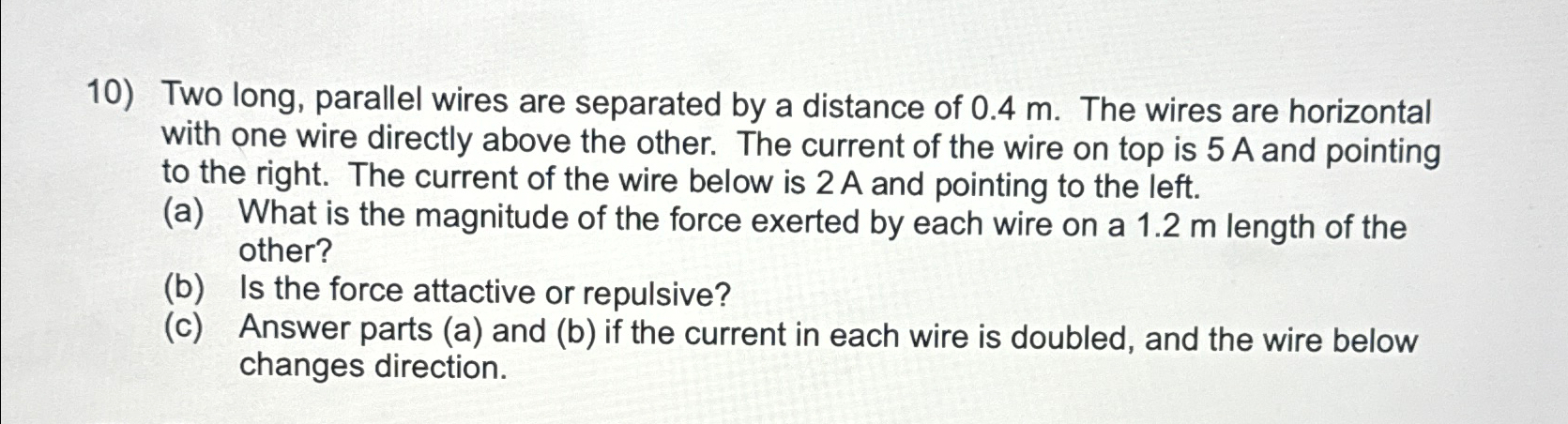 Solved Two long, parallel wires are separated by a distance | Chegg.com