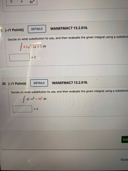 Solved x 4x DETAILS 9. [-/1 Points) WANEFMAC7 13.2.016. | Chegg.com Solved x 4x DETAILS 9. [-/1 Points) WANEFMAC7 13.2.016. | Chegg.com