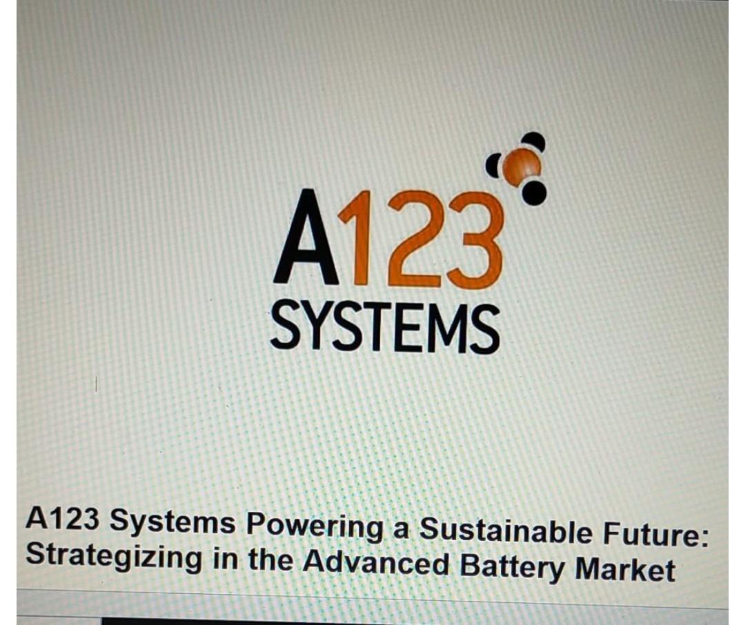 Solved A123 SYSTEMS A123 Systems Powering a Sustainable | Chegg.com