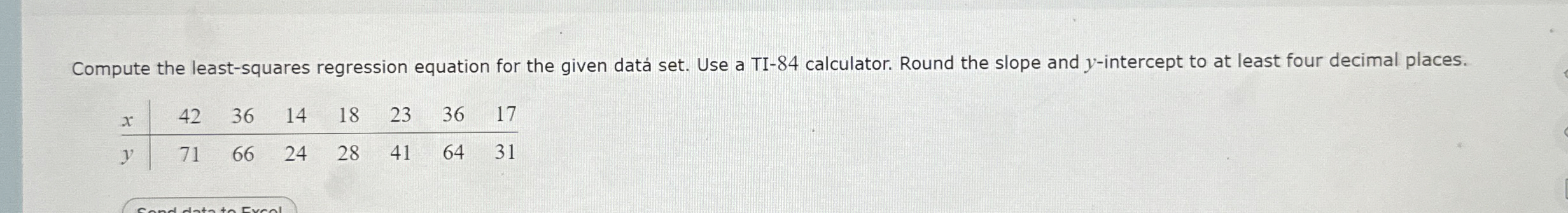 Solved Compute the least-squares regression equation for the | Chegg.com