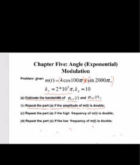 Solved Chapter Five: Angle (Exponential) Modulation Problem: | Chegg.com