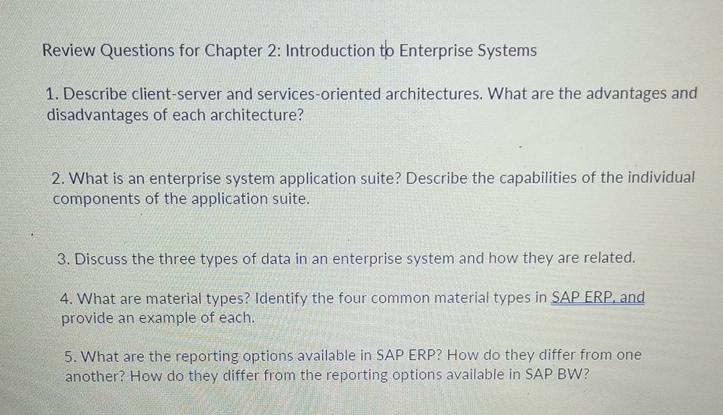 Solved Review Questions for Chapter 2: Introduction to | Chegg.com