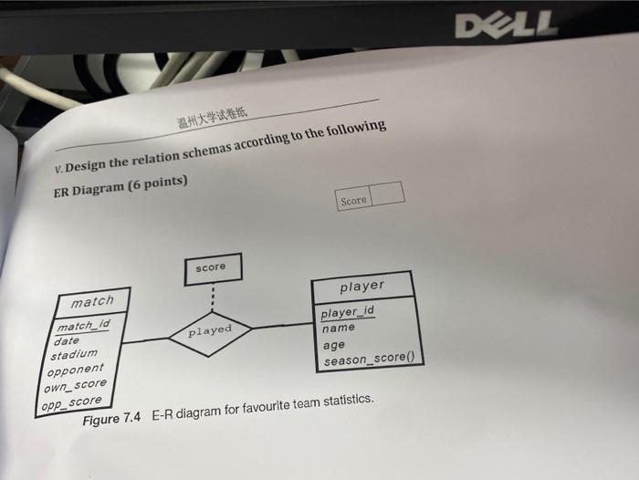 Solved DELL 温州大学试卷纸 V. Design the relation schemas according | Chegg.com