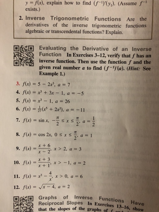 Solved y = f(x), explain how to find (f-'(y). (Assume f-! | Chegg.com