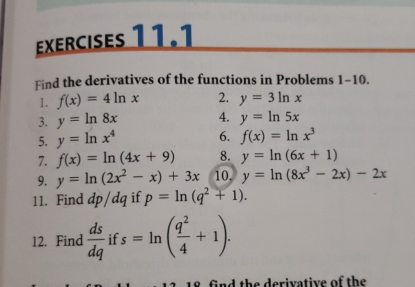 Solved EXERCISES Find the derivatives of the functions in | Chegg.com