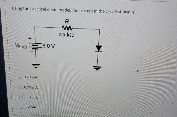 Solved Using the practical diode model, the current in the | Chegg.com