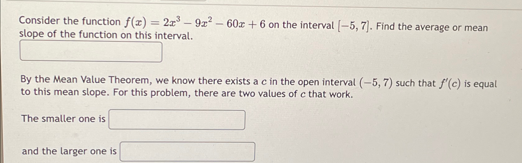 Solved Consider the function f(x)=2x3-9x2-60x+6 ﻿on the | Chegg.com