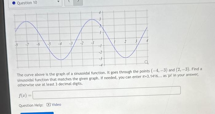 Solved The curve above is the graph of a sinusoidal | Chegg.com