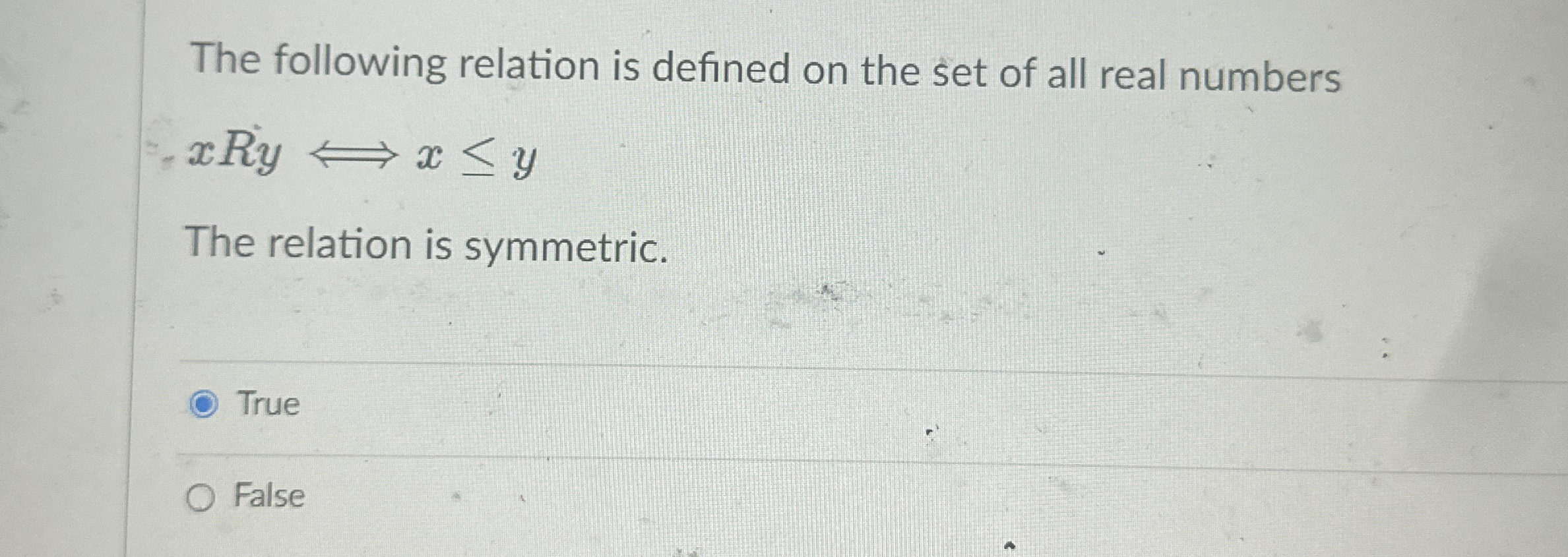 Solved The following relation is defined on the set of all | Chegg.com