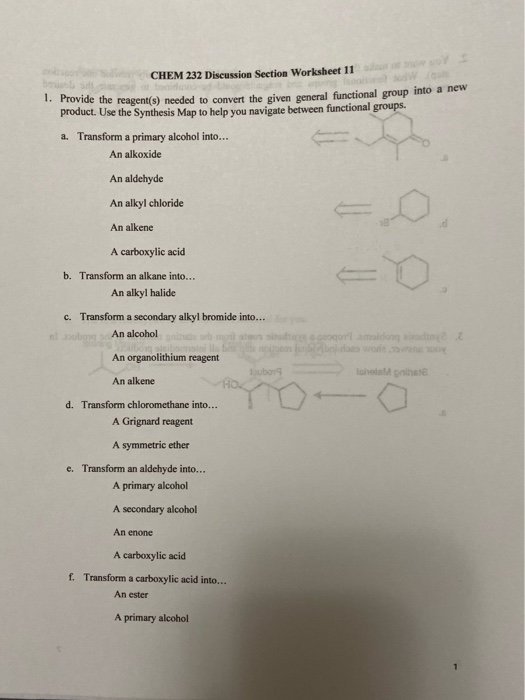 Solved CHEM 232 Discussion Section Worksheet 11 be 1. | Chegg.com