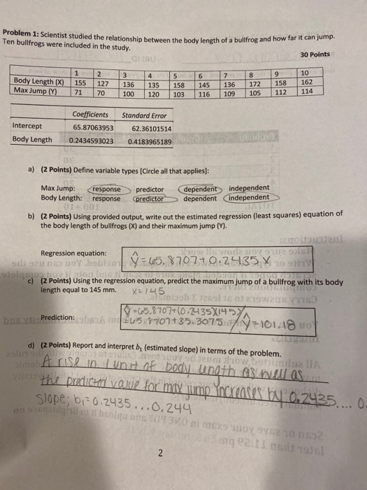 Solved Second part of problem 1: Scientist studied the | Chegg.com
