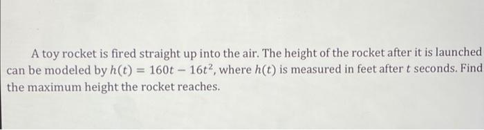 Solved A toy rocket is fired straight up into the air. The | Chegg.com