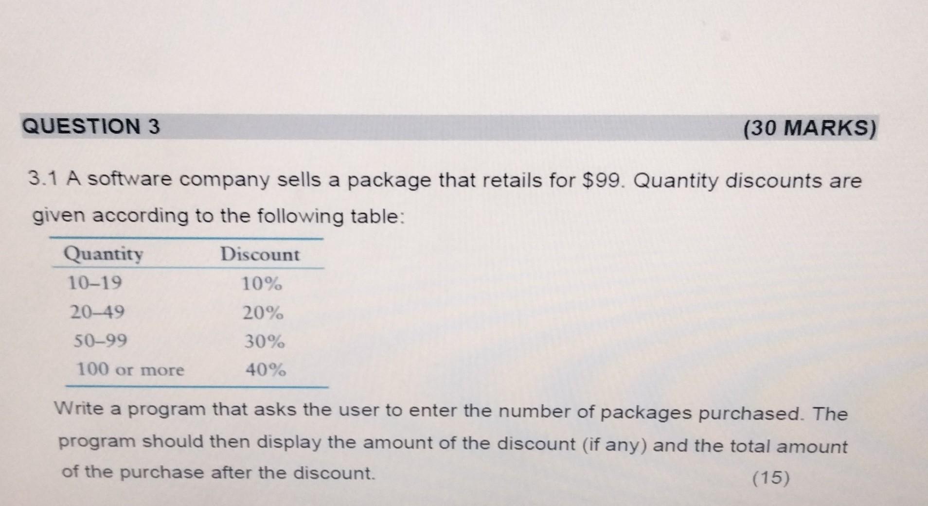 Solved 3.1 A software company sells a package that retails | Chegg.com