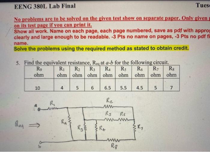 Solved EENG 380L Lab Final Tues No problems are to be solved | Chegg.com