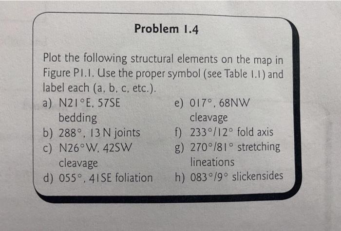 Solved Plot the following structural elements on the map in | Chegg.com